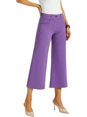 Betabrand 7-pocket Dpyp™ Crop Wide Leg Pants - Grape