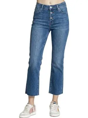 APNY Raw Hem Straight Leg Jeans - Medium Indigo