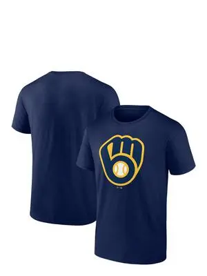 LOGO ATHLETIC Milwaukee Brewers Official Logo T-shirt - Navy