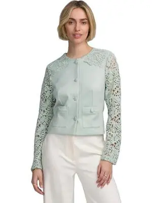 ELLE COLLECTION Lace Satin Jacket - Celadon
