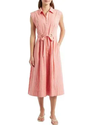 Sam Edelman Striped Shirt Dress - Orange