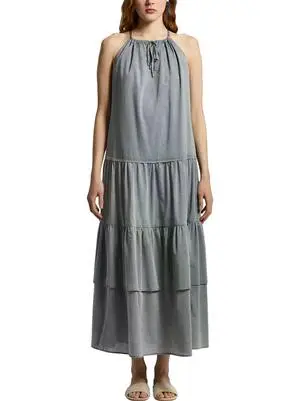 Peserico Gathering-detail Maxi Dress - Blue