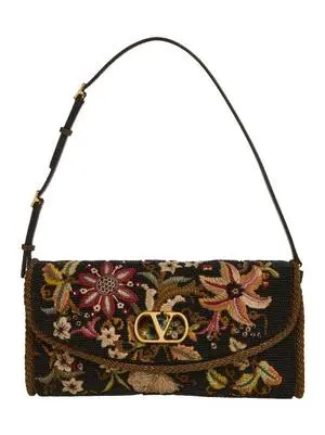 Valentino Garavani Vain Soft Embroidered Top Handle Bag Multi Brown