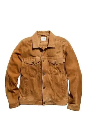 Billy Reid Waxed Suede Trucker Jacket - Khaki
