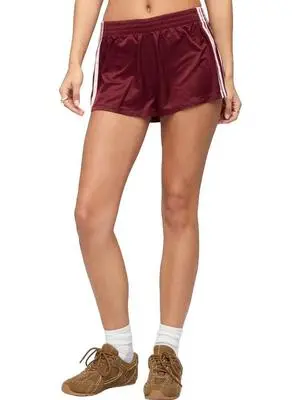 EDIKTED Side Stripe Shorts - Wine