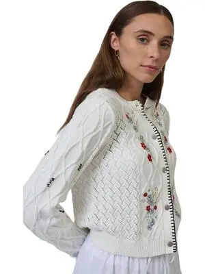 Central Park West Jaden Embroidered Cardigan Multi