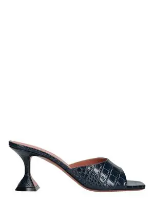 Amina Muaddi Croc-Embossed Leather Lupita 70 Heeled Mules Navy