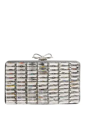 SELF-PORTRAIT Crystal Rectangular Clutch - Grey