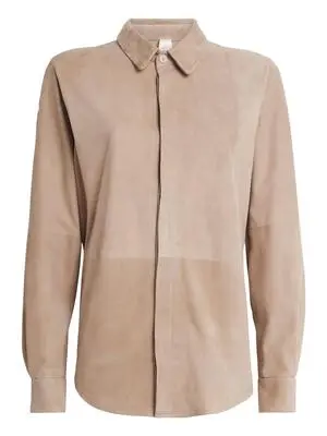 LAUREN MANOOGIAN Suede Panelled Shirt - Beige