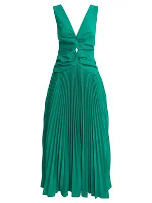 Simkhai Ruched Vivianne Midi Dress Green