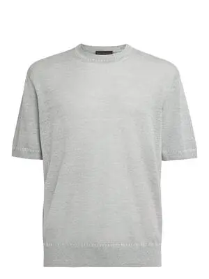 BRETT JOHNSON Linen-silk T-shirt - Grey