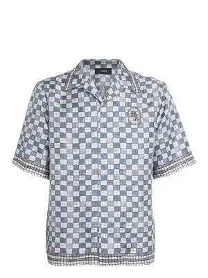 Amiri Silk Château Crest Bowling Shirt - Blue