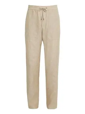 BRETT JOHNSON Linen Drawstring Trousers - Beige