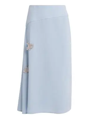 Erdem Wool Crepe Draped Midi Skirt - Blue