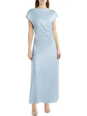 Sam Edelman Side Ruched Satin Maxi Dress Glacier