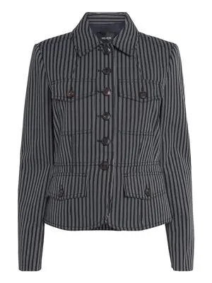 ME+EM Cotton Twill Striped Slim Jacket - Navy