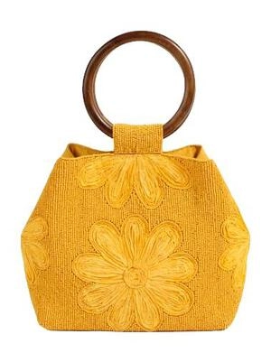 ZSA ZSA ZSU Delhi Raffia Cotton Tote Bag - Orange