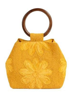 ZSA ZSA ZSU Delhi Raffia Cotton Tote Bag - Orange