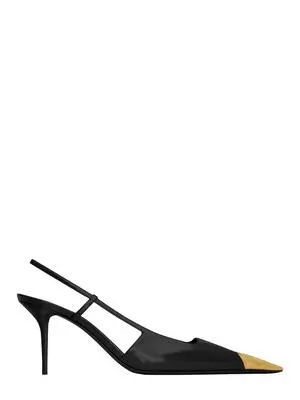 Saint Laurent Leather Jeanne Slingback Pumps 75 - Black