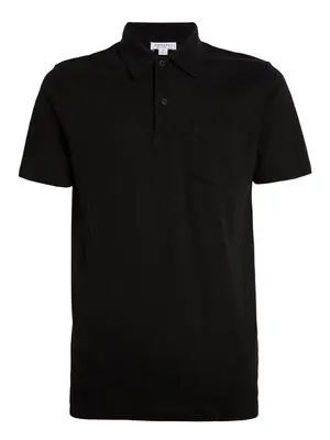 Sunspel Supima Cotton Riviera Polo Shirt - Black