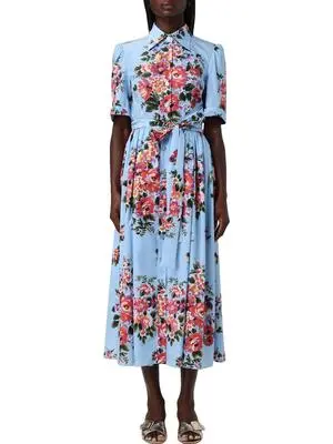 Dolce & Gabbana Floral Print Midi Shirt Dress - Gnawed Blue