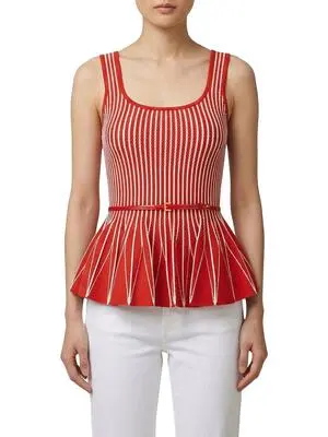 Elisabetta Franchi Elisabetta Franchi Two Tone Knit Top With Adjustable Belt Red