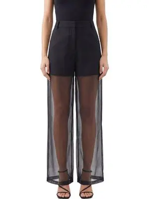 Federica Tosi Federica Tosi Black Sheer Overlay Pants Black