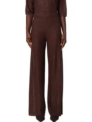 KANGRA Viscose Knit Sequined Trousers - Cocoa