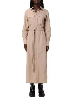 KANGRA Button-up Maxi Dress With Belt - Camel
