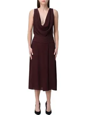 Elisabetta Franchi Sleeveless Cowl Neck Midi Dress - Red