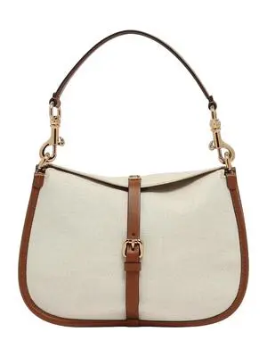 Etro Leather Trimmed Shoulder Bag - Ecru
