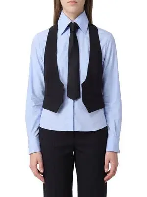 Elisabetta Franchi Cotton Shirt With Vest And Tie - Black