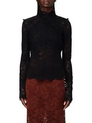 Rabanne Lace Turtleneck Top - Black