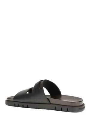 FERRAGAMO Hug Leather Slide Sandals - Black