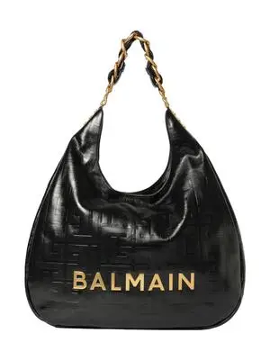 Balmain Embossed Logo Shoulder Bag - Black