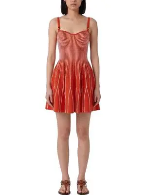 Elisabetta Franchi Knit Fit & Flare Dress - Red