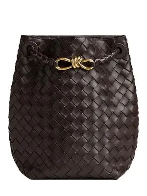 Bottega Veneta Andiamo Woven Lambskin Bucket Bag - Brown