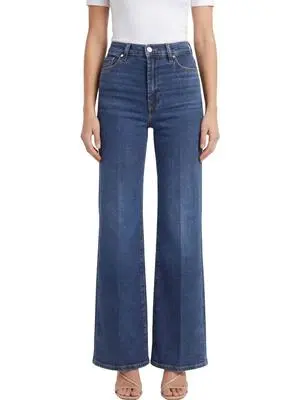 7 For All Mankind High Rise Wide Leg Jeans - Blue