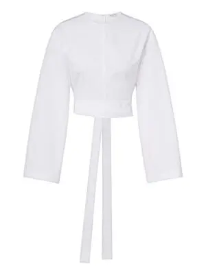 Alaïa Cotton Poplin Crop Top - White