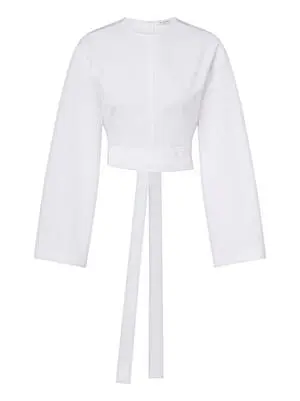 Alaïa Cotton Poplin Crop Top - White