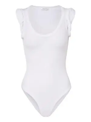 Alaïa Ribbed-knit Bodysuit - White