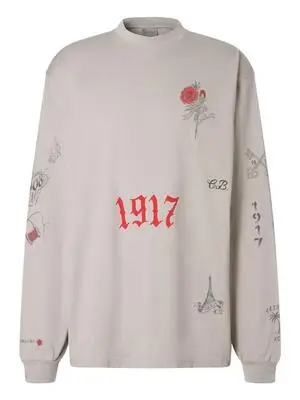 Balenciaga Printed Cotton Jersey T-shirt - Grey