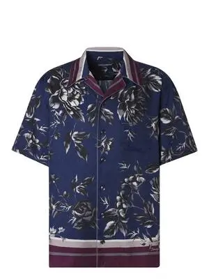 Dolce & Gabbana Printed Silk Bowling Shirt - Blue