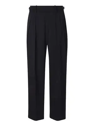 Dolce & Gabbana Virgin Wool Gabardine Wide-leg Trousers - Black
