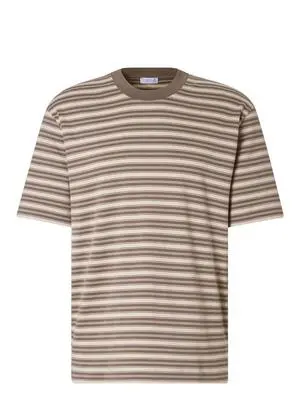 Sunspel Striped Cotton Jersey T-shirt Brown