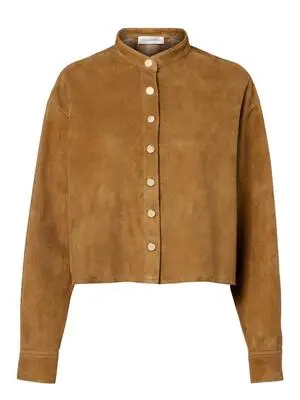 Nour Hammour Lucien Cropped Suede Jacket - Brown