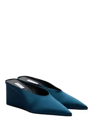 Alaïa Satin Wedge Mules - Blue