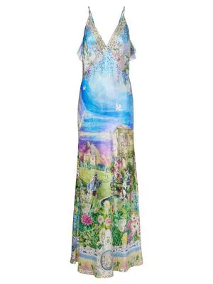 Camilla Printed Silk Slip Dress - Multicoloured