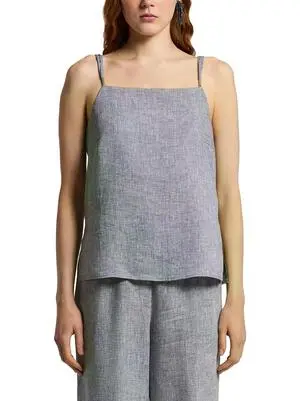 Peserico Square Neck Linen Top - Blue