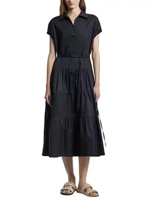 Peserico Tiered Belted Midi Dress - Blue